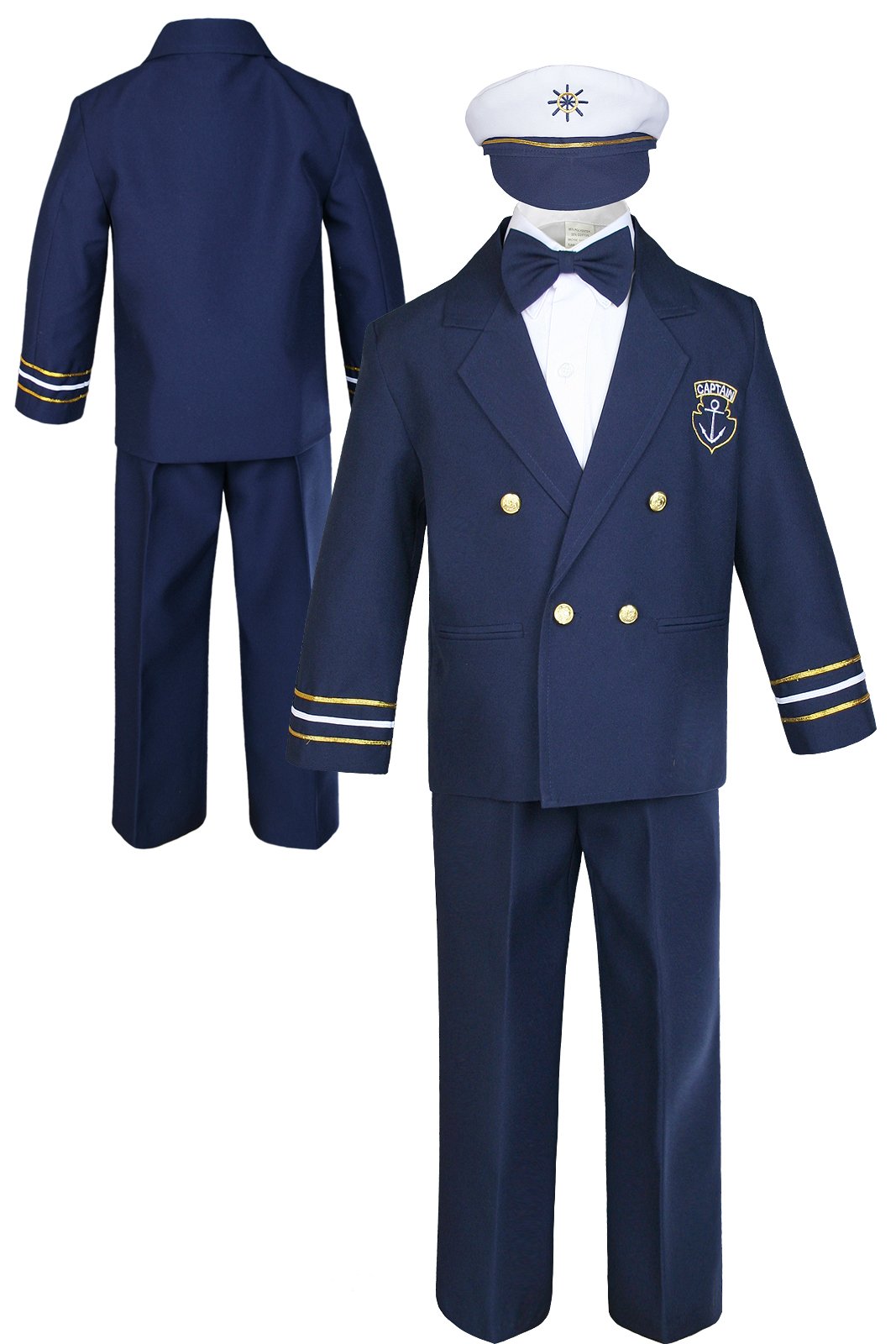 Sailor Captain Suit for Boy Outfits from New Born to 7 Years Old (2T, Navy pants)