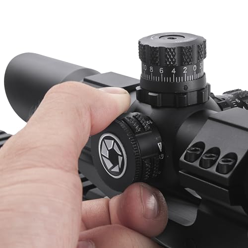Barska Compact Rifle Scope Red/Green Illuminated Mil-Dot Reticle with Cantilever Rings - 1-4x28