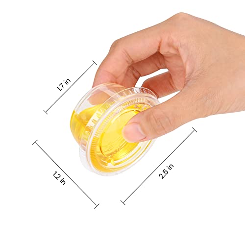 EDI [2 OZ, 50 Sets] Clear Disposable Plastic Portion Cups with Leakproof Lids | Jello Shot Cups | Condiment and Dipping Sauce Cups | Souffle Cups | BPA Free | Recyclable