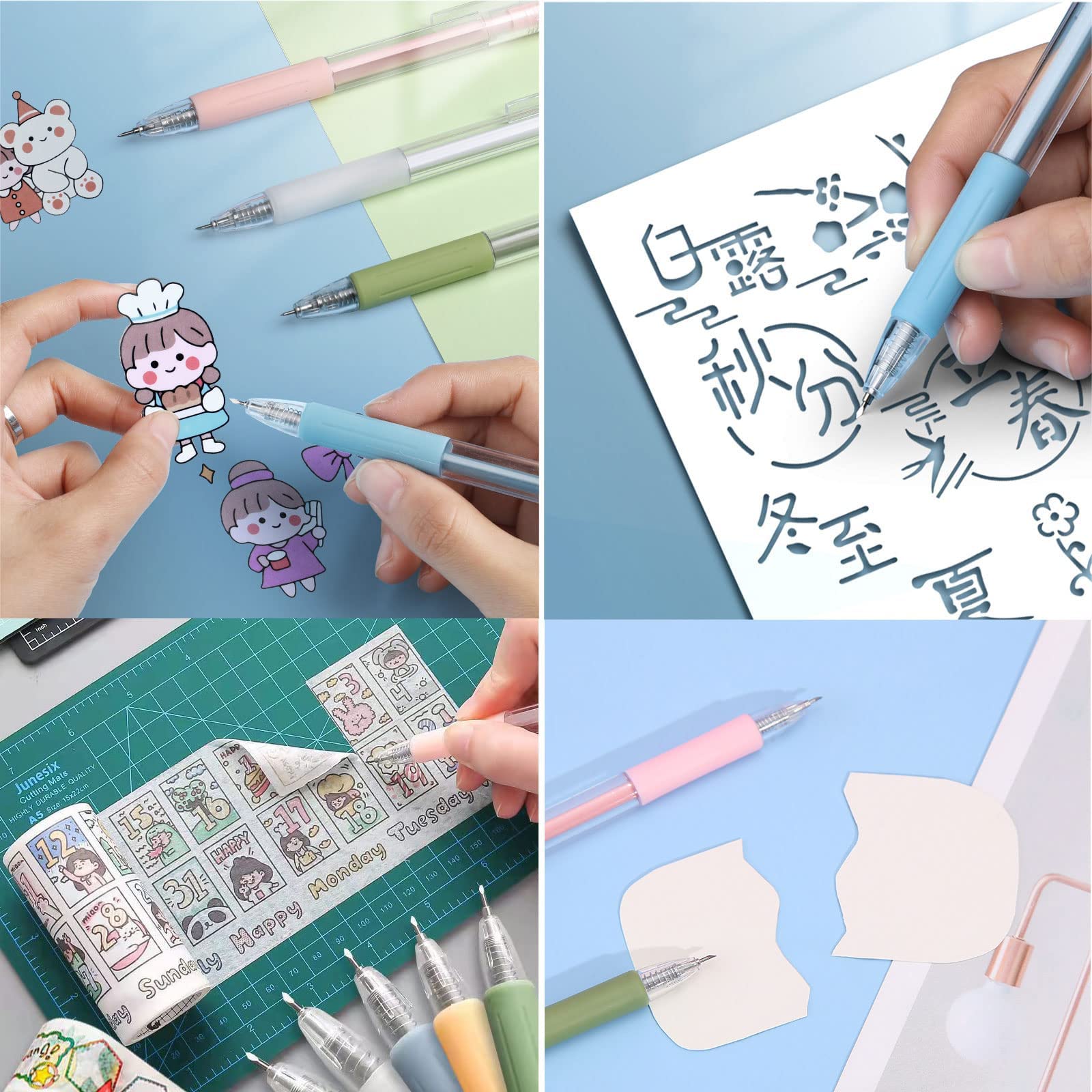 Cartoon Pattern Student Utility Knife Pen, 2023 New Craft Cutting Tool Paper Pen Cutter Knife Creative Retractable, For Office And Home Diy Use (6 Pcs)