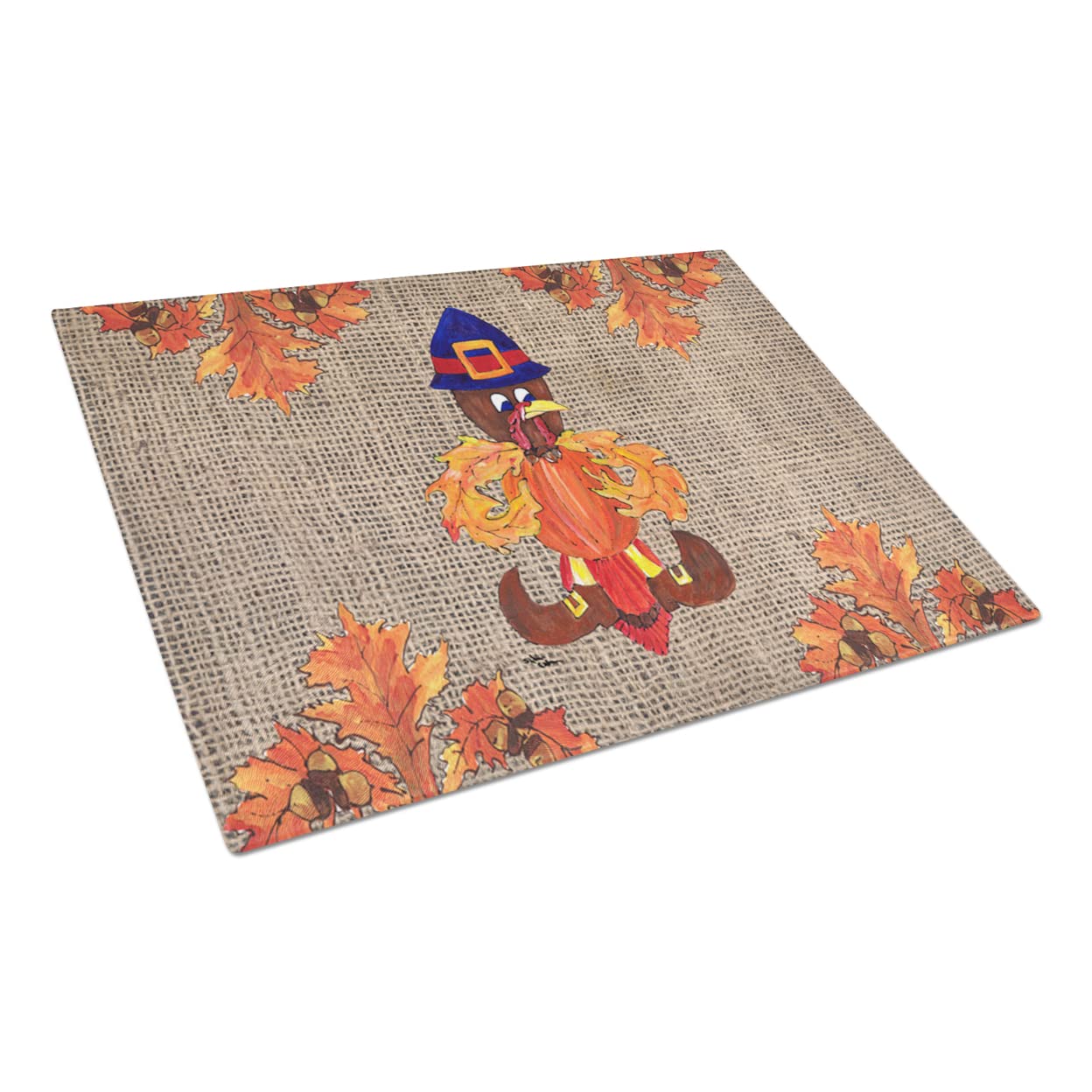 Caroline's Treasures 8743LCB Thanksgiving Turkey Pilgram Fleur de lis Glass Cutting Board Large Decorative Tempered Glass Kitchen Cutting and Serving Board Large Size Chopping Board