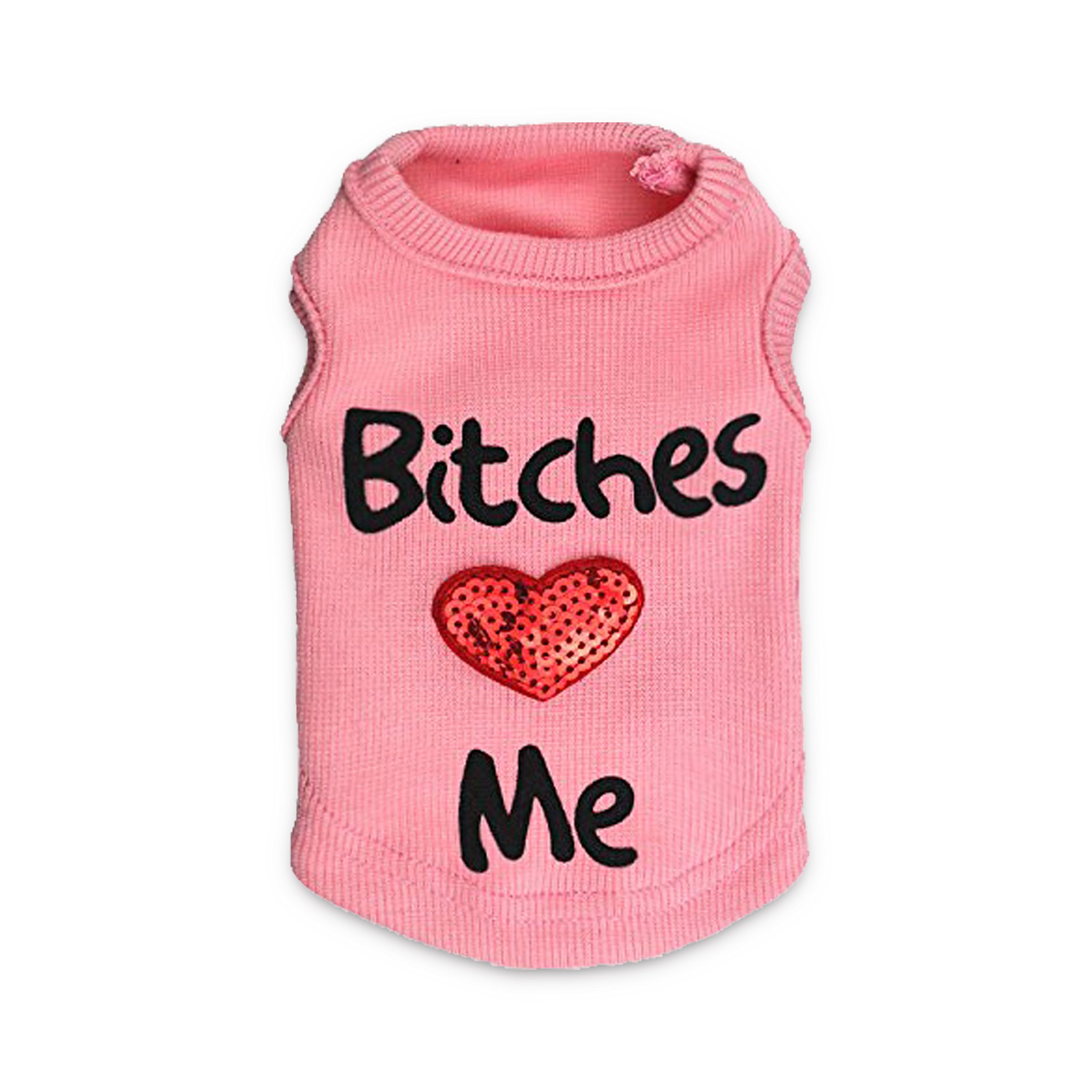 DroolingDog Pet Dog Clothes Puppy Shirt Dog Sweater Bitches Love ME Dog T-Shirt for Small Dogs, Large, Pink