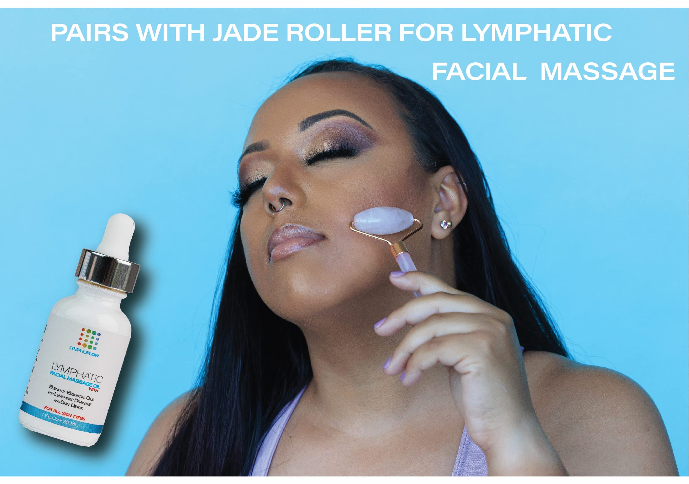 Facial Lymphatic Drainage Oil for Gua Sha Facial Tools, Lymphatic Drainage Massager Face with Jojoba & Coconut Oil, Use with Face Roller, Jade Roller, Guasha Tool for Face & Neck, 1 Fl Oz