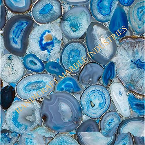 Blue Agate Stone Square Coffe & Centre Table Top, Blue Agate Stone Square Dining Table Top, Blue Agate Stone Square Meeting Room Table Top, Piece Of Conversation, Family Heir Loom