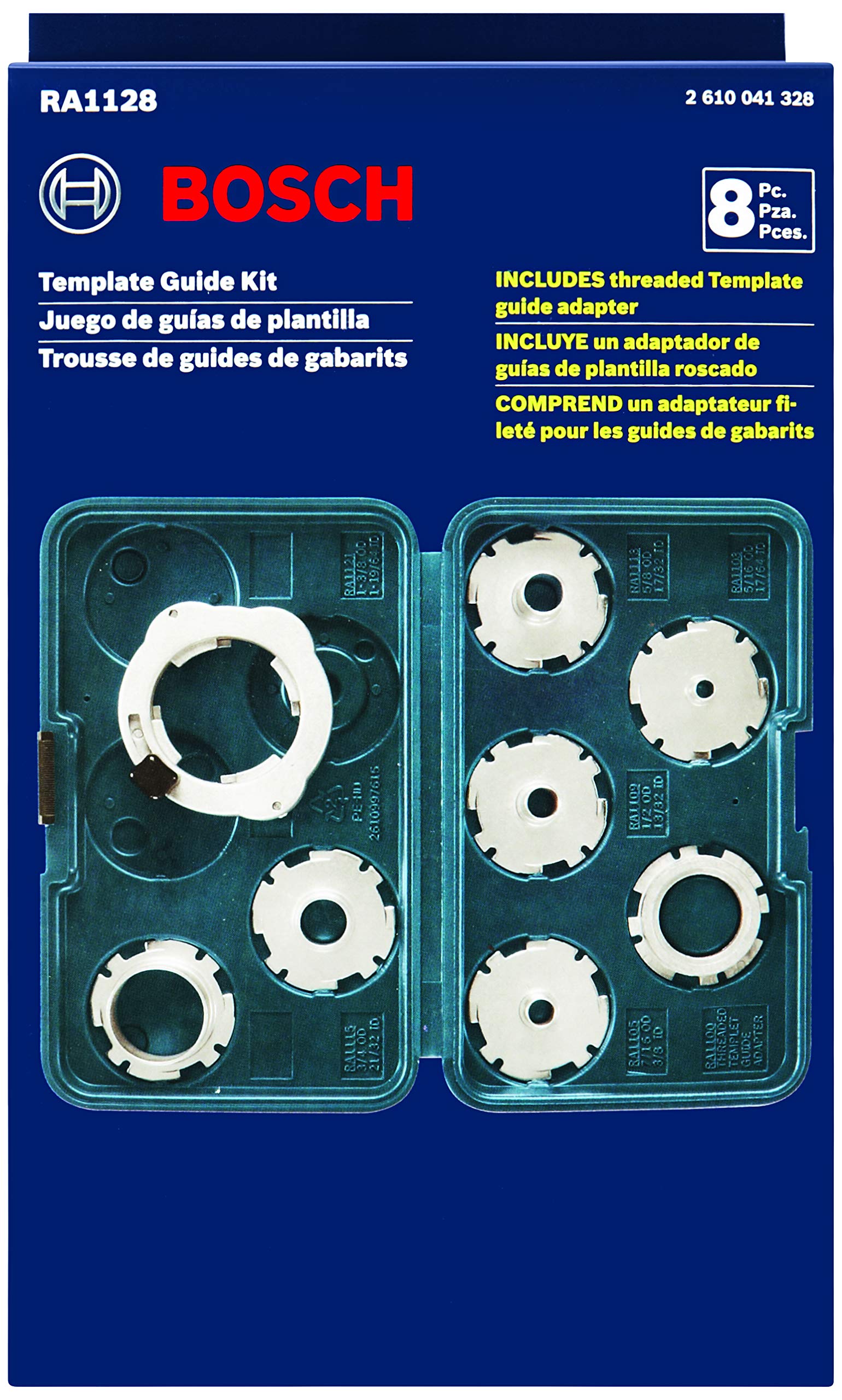 Bosch 8-Piece Router Template Guide Set RA1128 & RA1151 Router Subbase Centering Pin and Cone