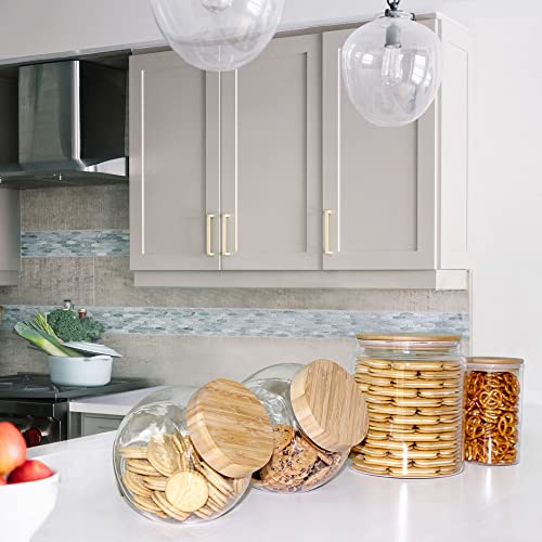 ECOEVO Glass Penny Jars with Bamboo Lids, Glass Cookie Jars, Glass Candy Jars, Glass Jars with Lids, Glass Food Storage Containers with Bamboo Lids, 2 Pack of 48oz