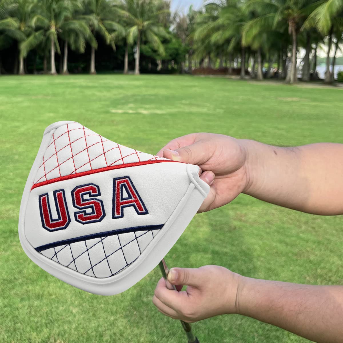 Barudan Golf Mallet Putter Headcover Magnetic Closure - USA - Patriotic Putter Cover Mallet - Synthetic Leather Golf Putter Head Covers Mallet