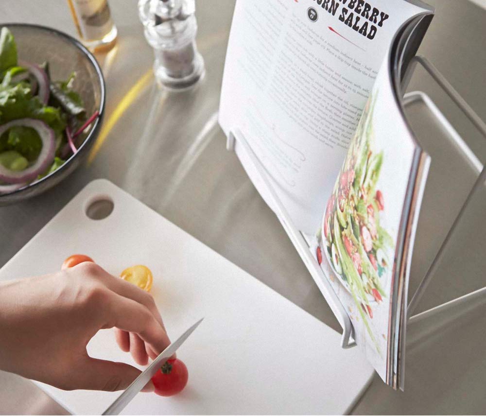 Cookbook Stand Holder for Kitchen Counter, Recipe Book Stand for Reading Hands Free(Black)