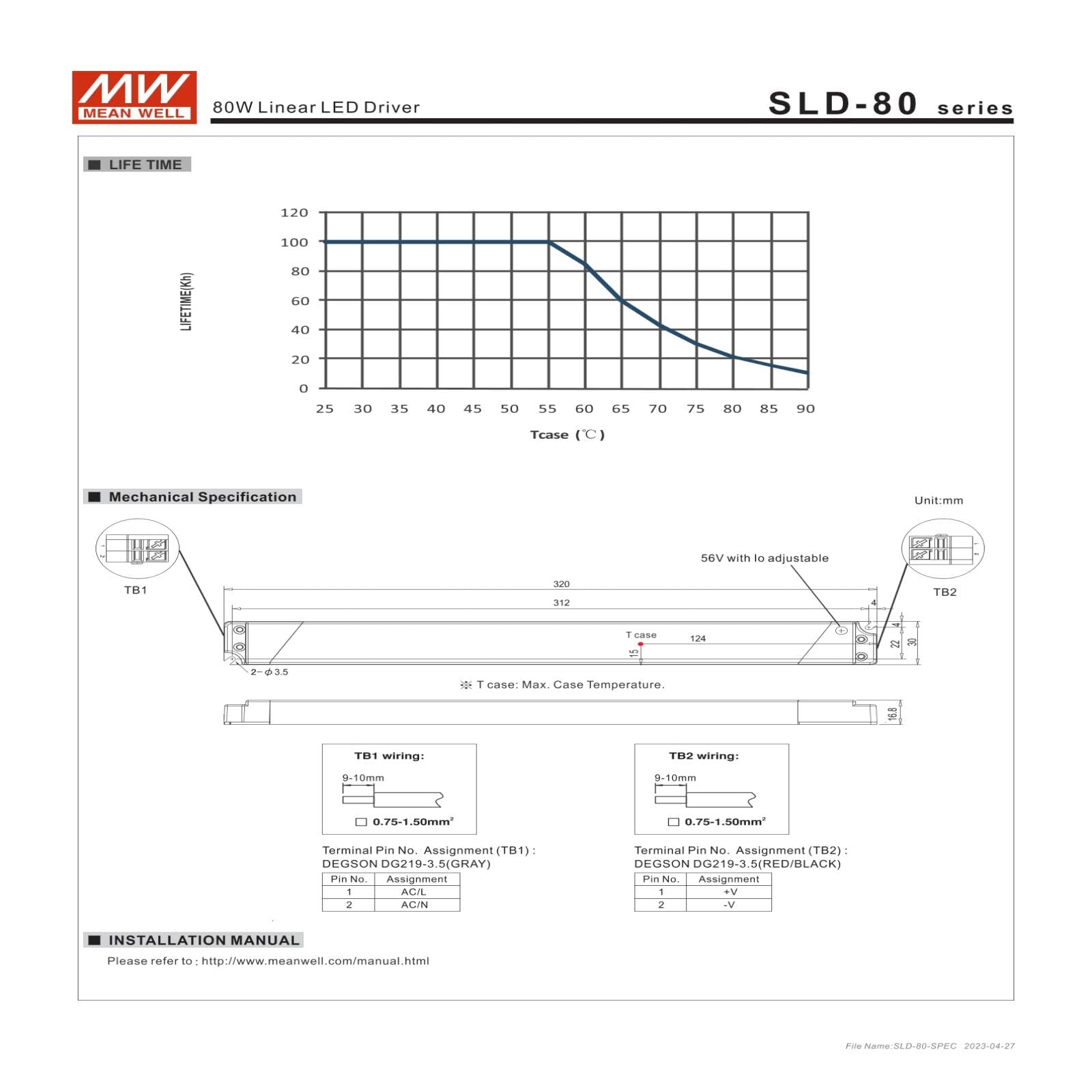 Mean Well SLD-80 SLD-80-12 SLD-80-24 SLD-80-56 MEANWELL SLD 80 80W