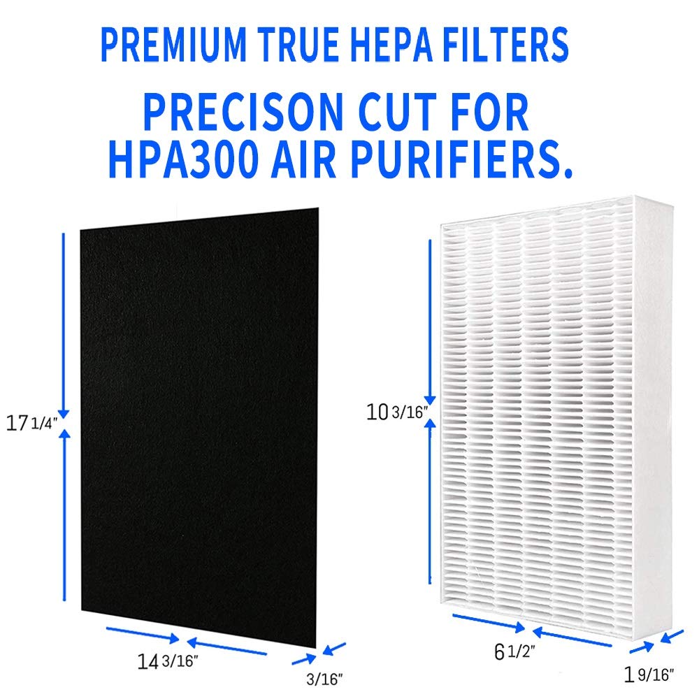HPA300 Compatible HEPA Filter Set | 3 HEPA Filters & 1 Pre-Cut Activated Carbon Pre Filters