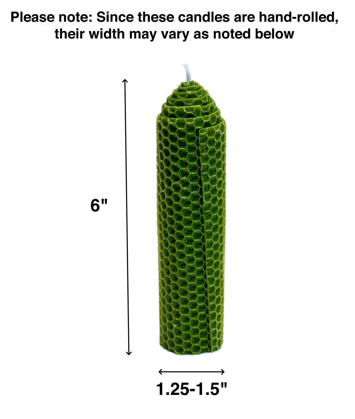 Phyther 100% Natural Beeswax Pillar Candles (6 x 1.25-1.5 inches). Unscented, Honeycomb Pattern Candlestick for Table Centerpiece Décor. Green (2 pcs)