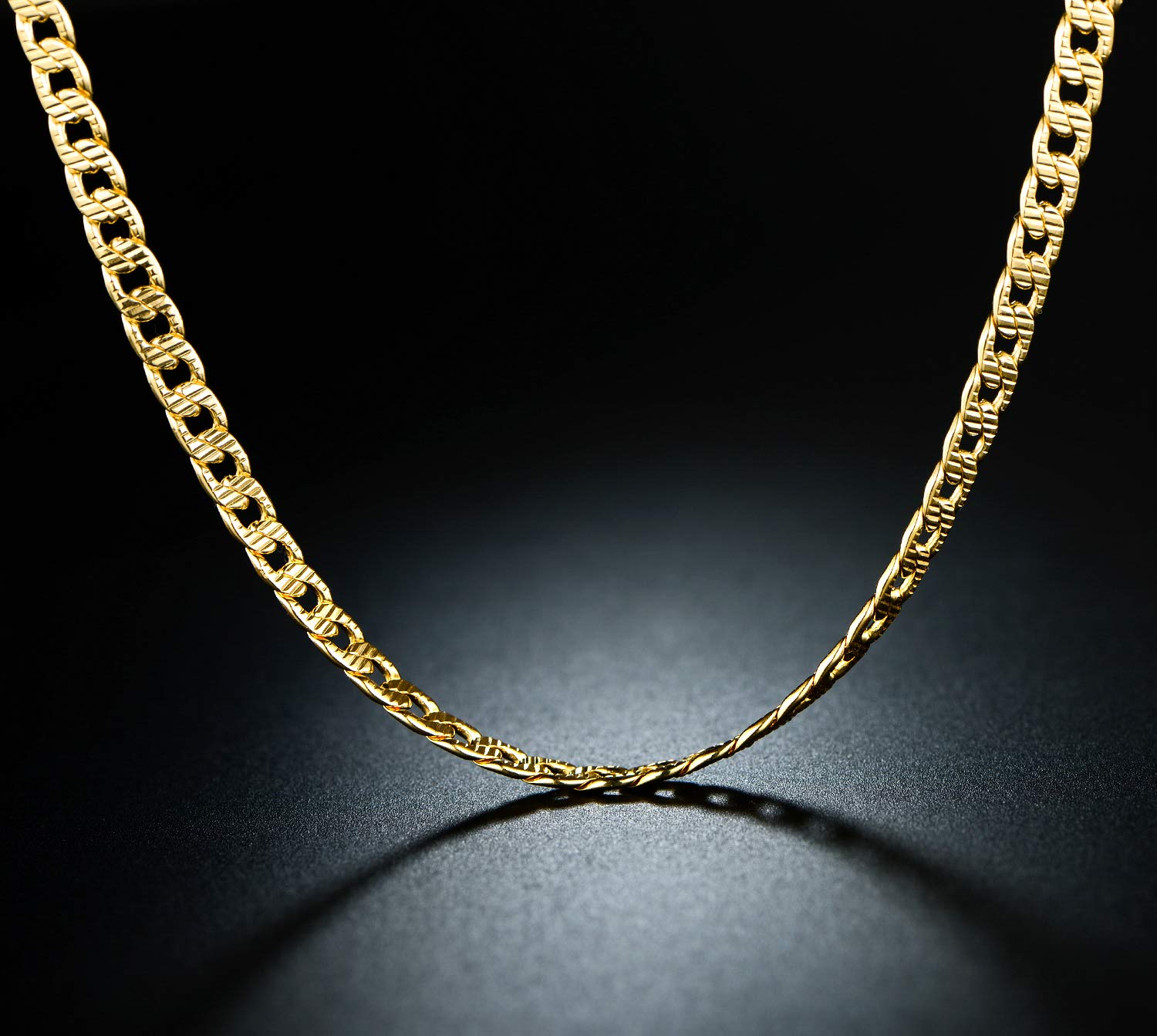 Barzel 18k Gold Plated Diamond Cut Cuban Link Chain Necklace 5MM (24, Diamond Cut CU100)