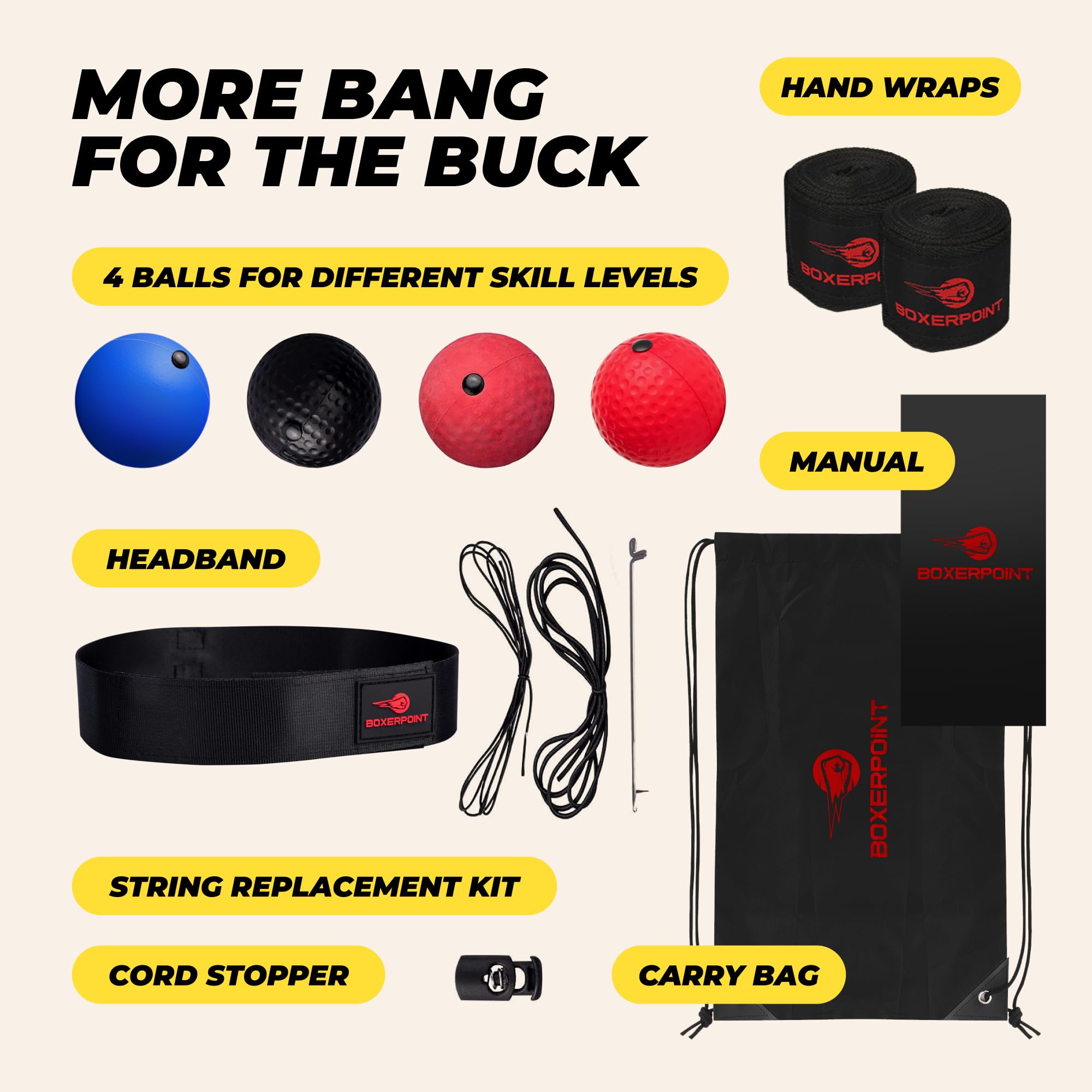 Boxerpoint Boxing Reflex Ball β Boxing Ball Headband Boxing Game for Adults & Kids β Hand Eye Coordination Training Boxing Equipment & MMA (Adults)