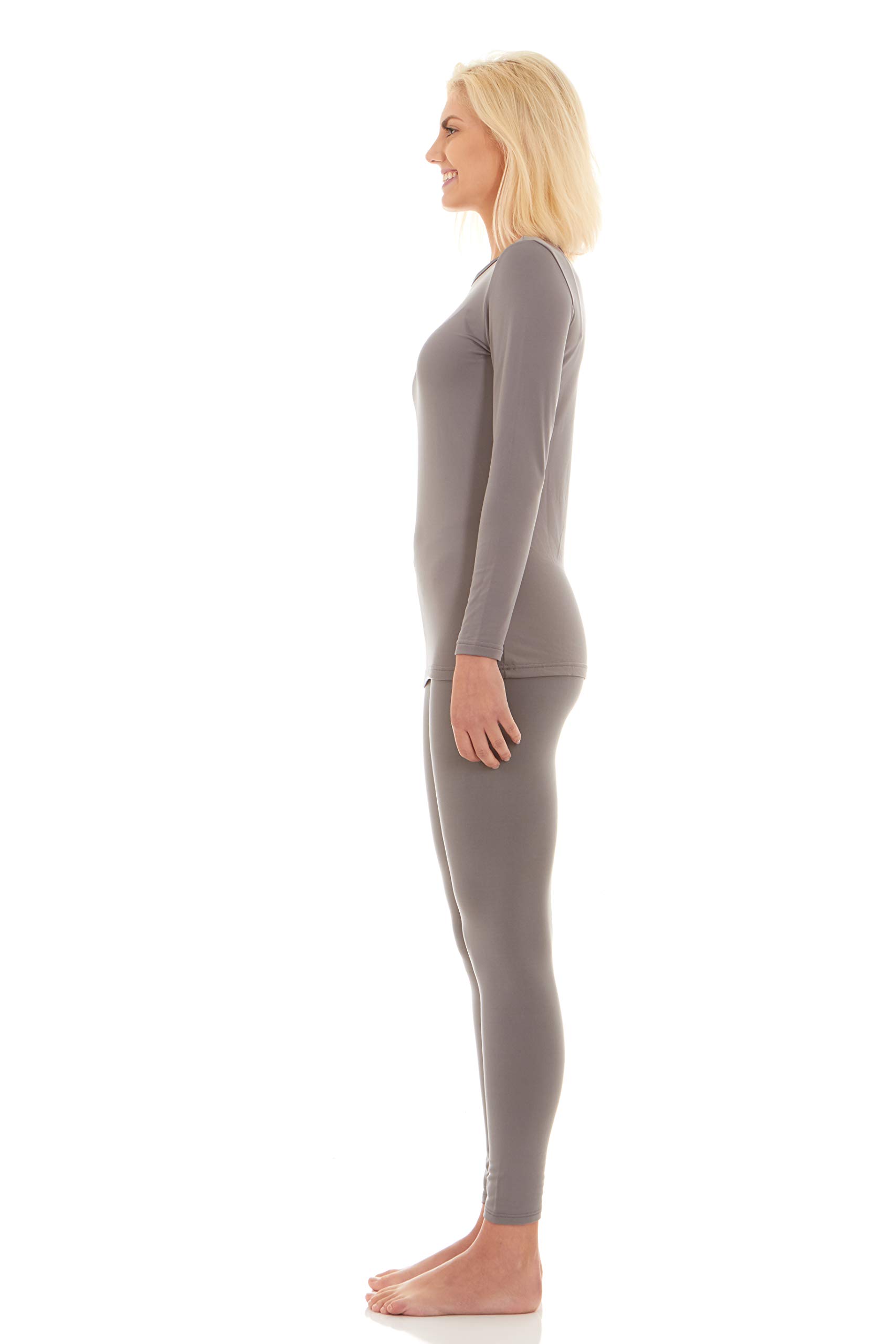Bodtek Thermal Underwear for Women Cold Weather Set Premium Long Underwear Base Layer Fleece Lined Shirt and Pant (Black, Medium)