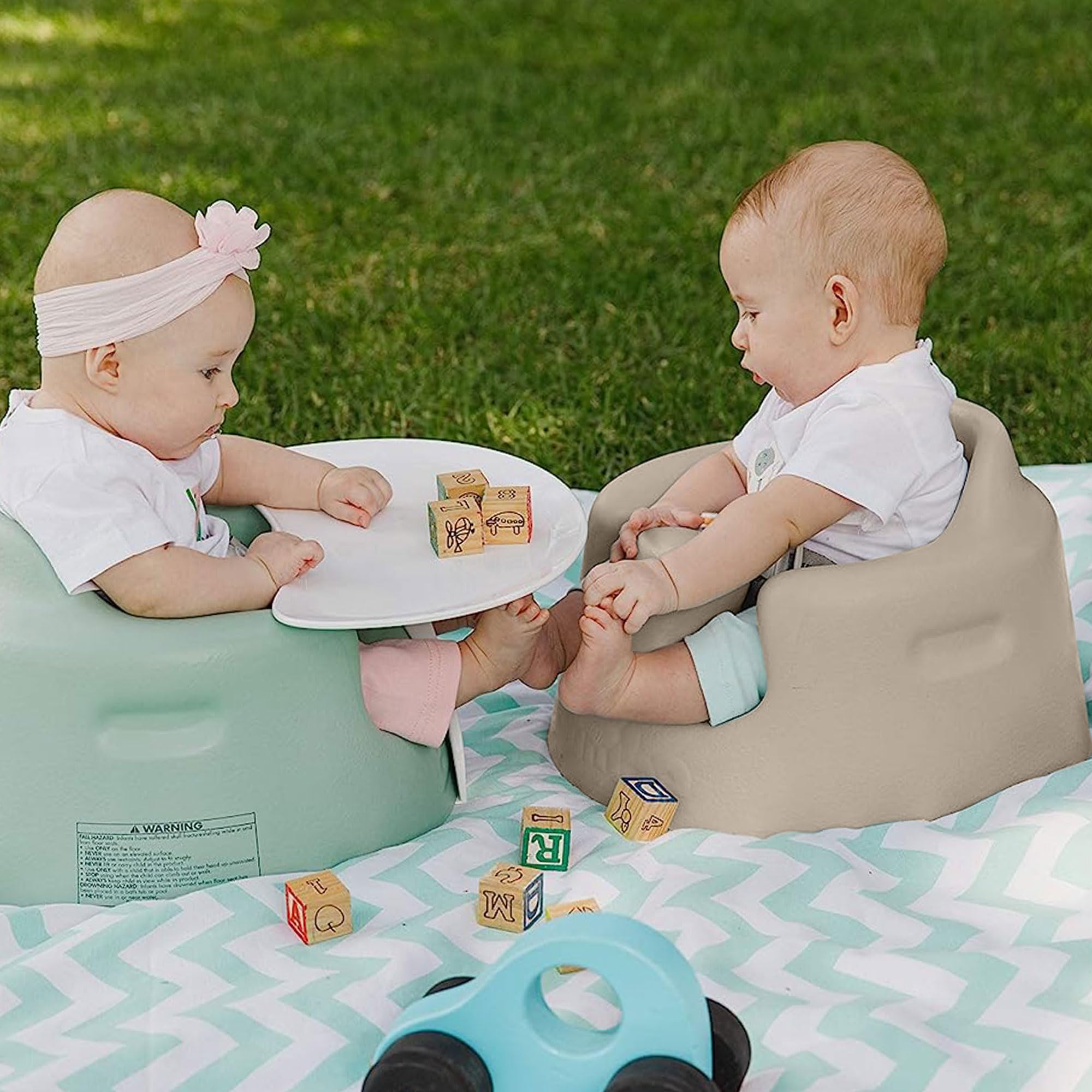 Bumbo Infant Floor Seat Baby Lounger Sit Up Support Chair for 3 to 12 Months with 3 Point Adjustable Safety Strap Harness and Rounded Backrest, Taupe