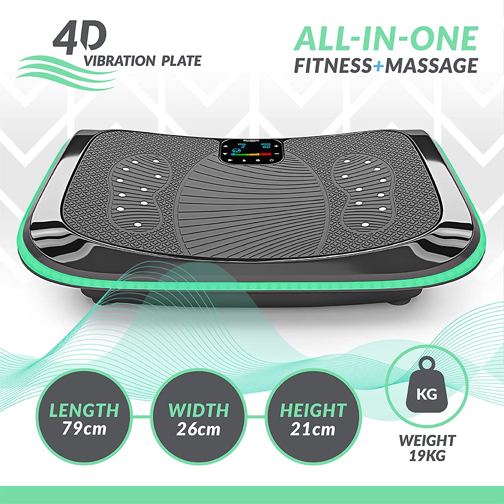 Bluefin 4D Triple Motor Vibration Plate Machine | Powerful Vibration Plate exercise machine with Magnetic Therapy | Bluetooth Speaker | Vibration Oscillation & Micro Vibration | Silent Drive Motors