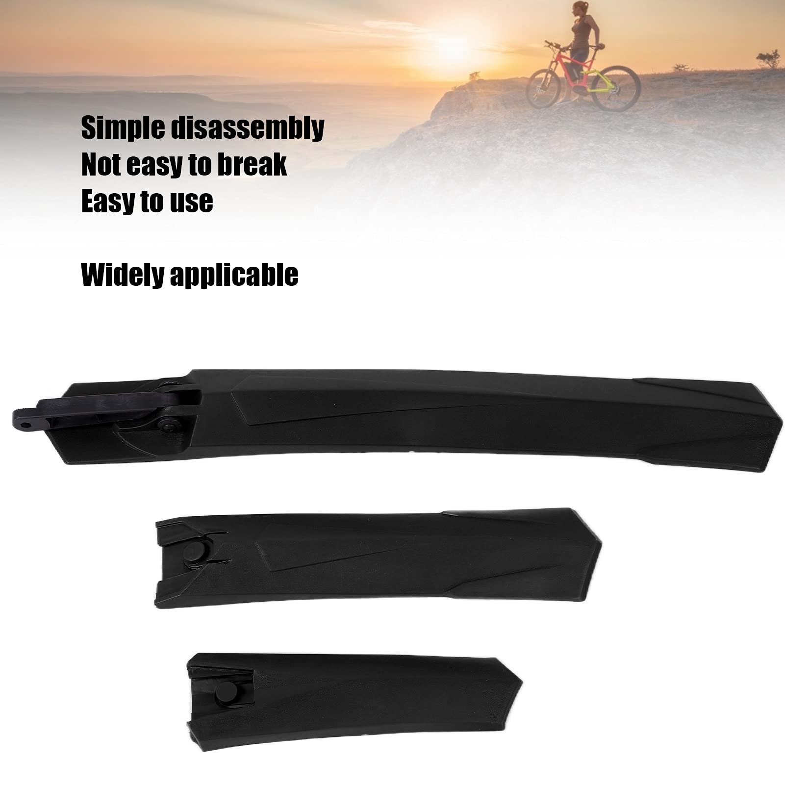 Bike Mud Guard, Road Bike Mud Guard Convenient Cleanable Simple Disassembly with Fixed Components Securing Clip for Cycling for Riding(Black)