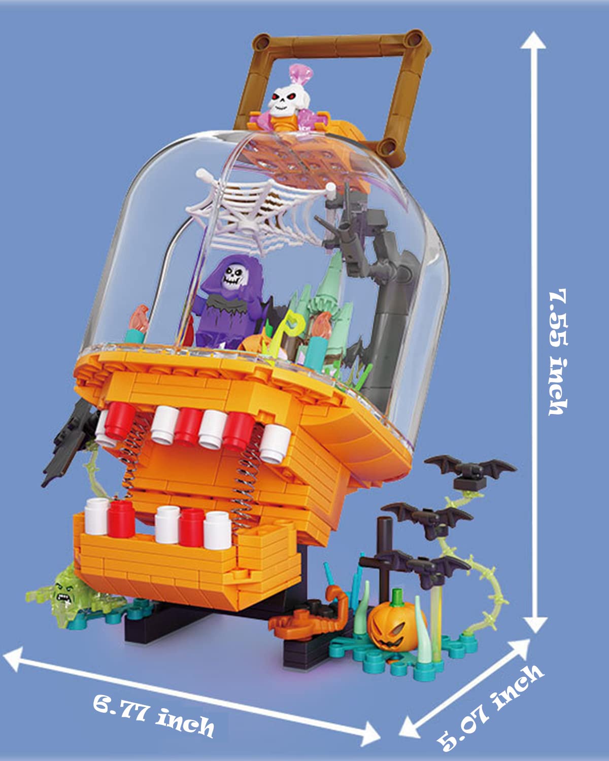Building Blocks Building Toy 3D Toy Blocks DIY Bricks Toys Building Set Unique Home Decor, Birthday Tricky Magic Night Pumpkin Wizard for Lego (Halloween Lights)