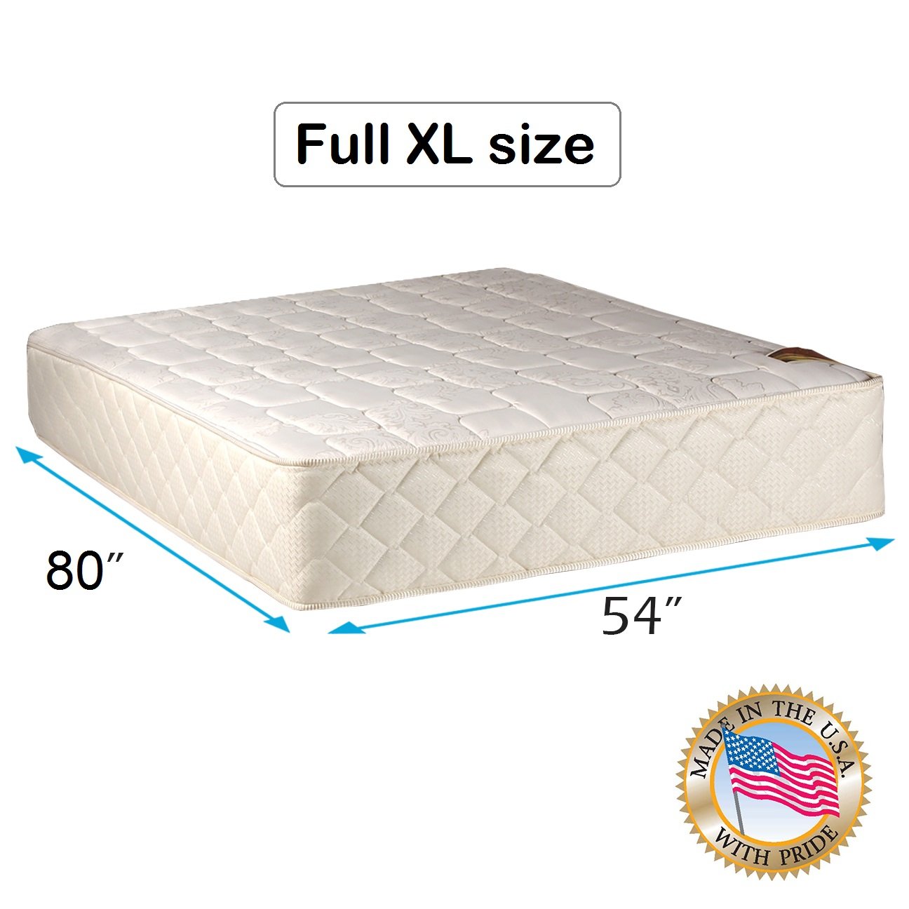 Dream Sleep Grandeur Deluxe 2-Sided Full XL Mattress Only - Fully Assembled, Good for Your Back, Luxury Height, Longlasting Comfort