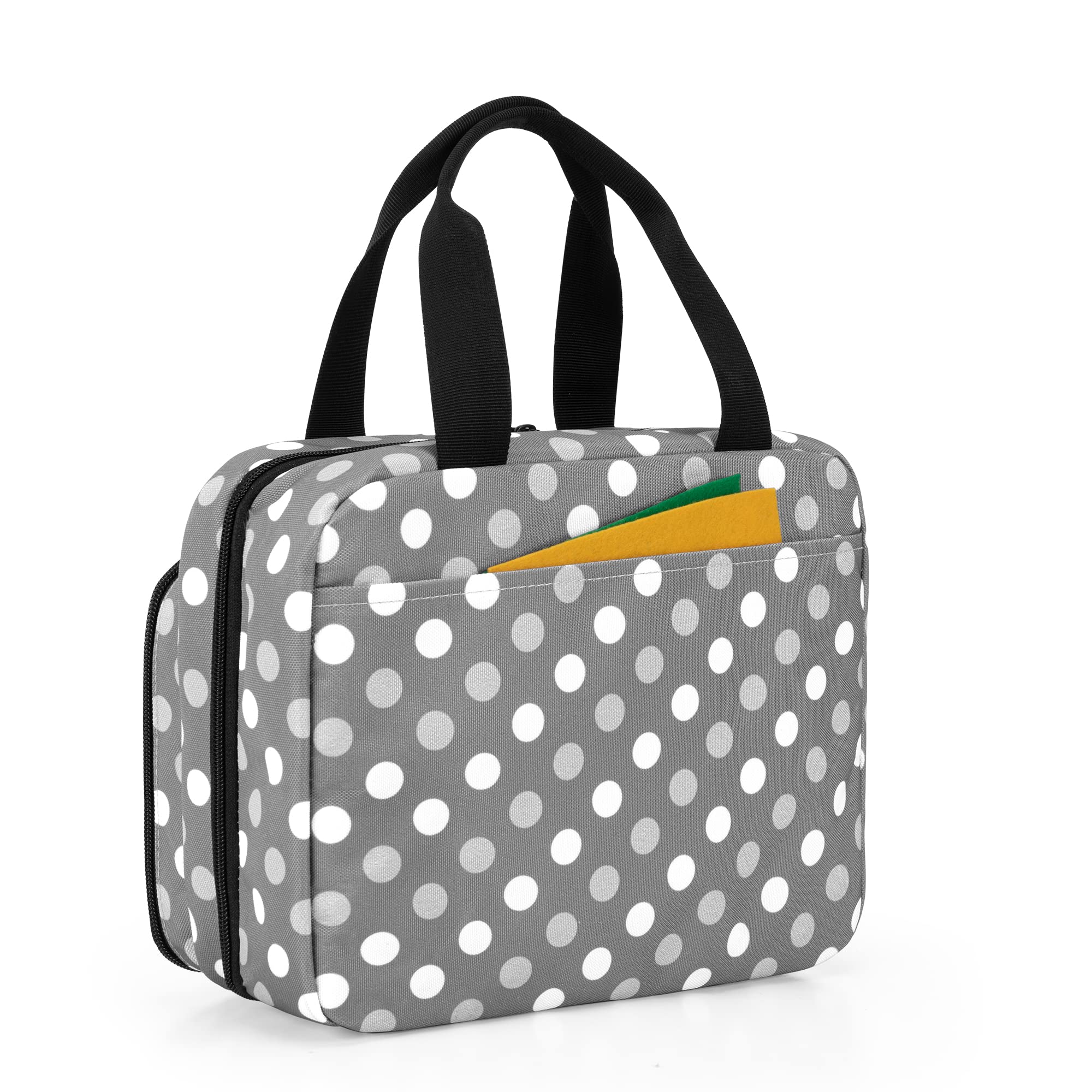 Luxja Large Sewing Organizer with 3 Inner Sections (Fold up Easily), Sewing Supply Organizer with Versatile Pockets (No Accessories Included), Polka Dots