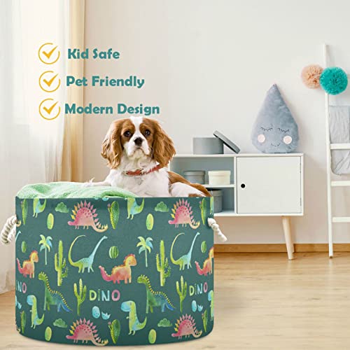 visesunny Funny Cartoon Dinosaur Cactus Laundry Baskets Fabric Storage Bin Storage Box Collapsible Storage Basket Toy Clothes Shelves Basket for Bathroom,Bedroom,Nursery,Closet,Office