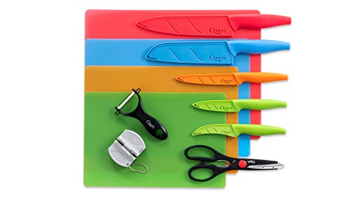 Ozeri Elite Chef 17-Piece Stainless Steel Knife & Cutting Mat Set, in Color