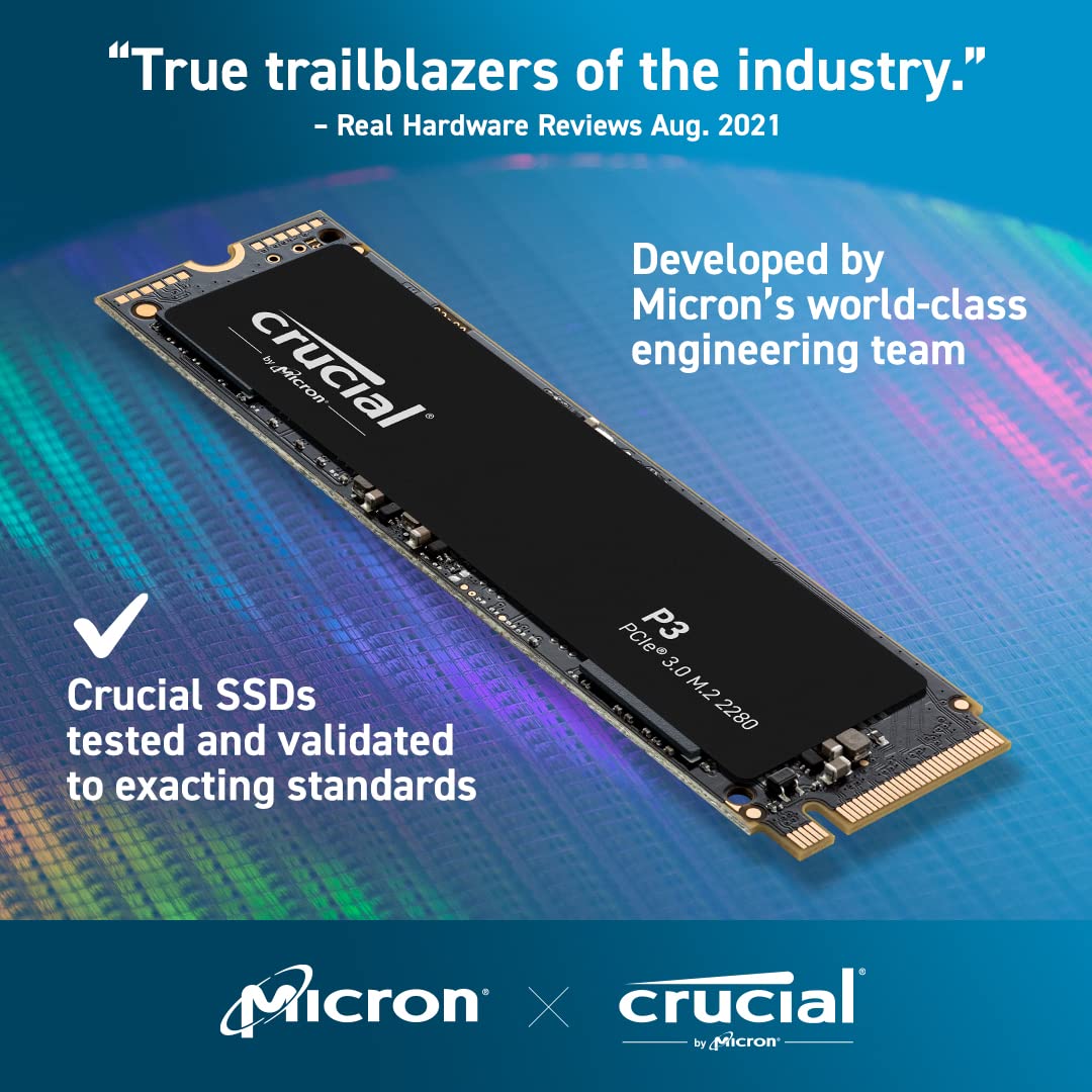 Crucial P3 500GB PCIe Gen3 3D NAND NVMe M.2 SSD, up to 3500MB/s - CT500P3SSD8