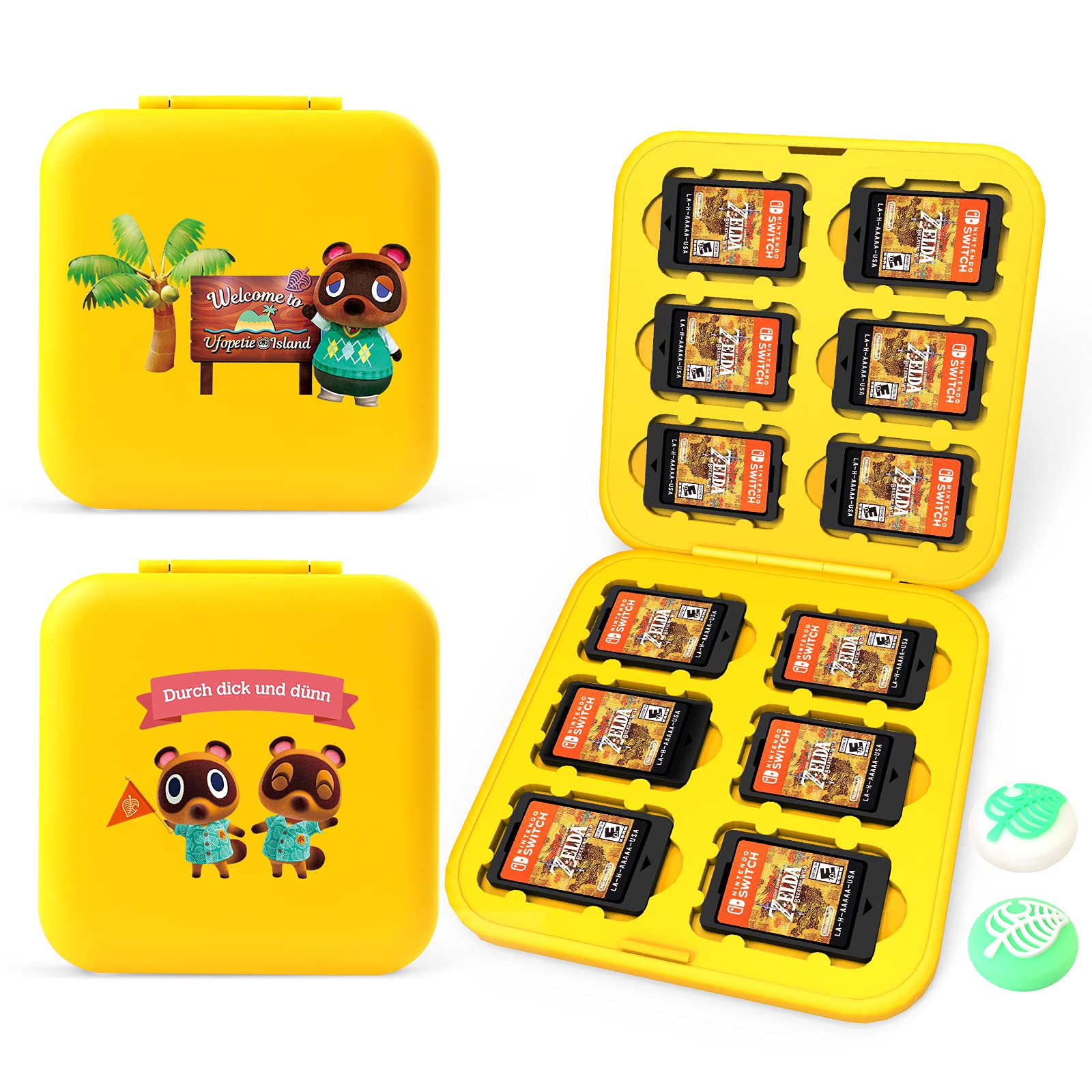 UFOPETIE Card Case for Nintendo Switch Game Card,Compatible with Nintendo Switch Case Animal Crossing Theme,Game Case for Animal Crossing Card,for Switch Accessories-Thumb Grip 2PCS UFOPETIE Island