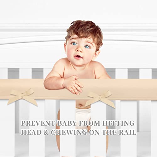 Vjningu Crib Rail Cover, Baby Bed Soft Edge Protector, Wrapped Rail Cover 3 Pcs (One Set) Anti-Collision Strip Corner Cover for Child Bed Protection(Khaki)