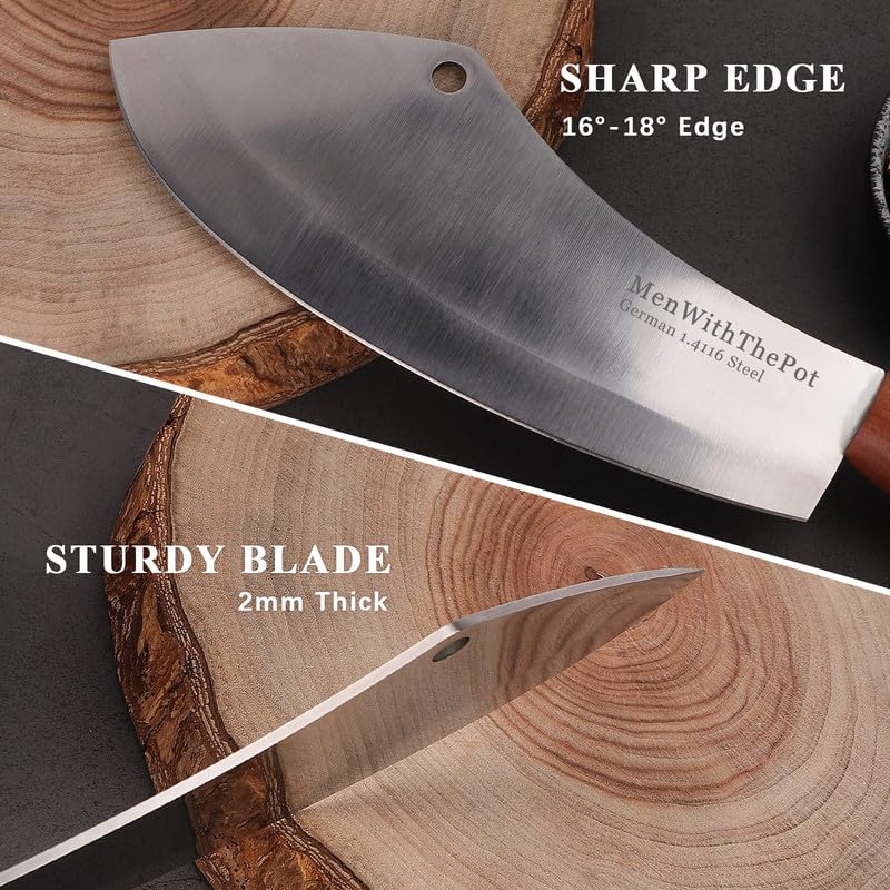 MEN WITH THE POT Butcher Knife With Sheath Meat and Vegetable Cleaver Knife for Kitchen or Camping Christmas Gifts for Men Father