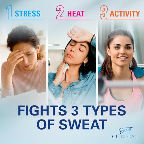 Secret Clinical Strength Antiperspirant Deodorant for Women, Waterproof, 3X Stress Protection, 72hr Sweat & Odor Protection, PH Balancing Minerals, Soft Solid, 2.6 oz