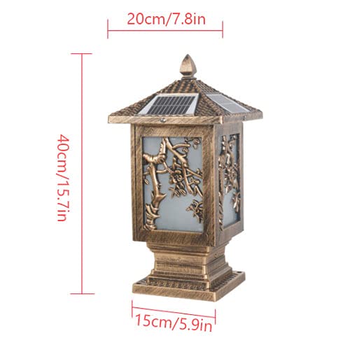 MHCZBGY Waterproof Metal Column lamp Solar Patio Column Light Home Outdoor Pillar Light Outdoor Garden Villa Pillar Lights European Style Column Light