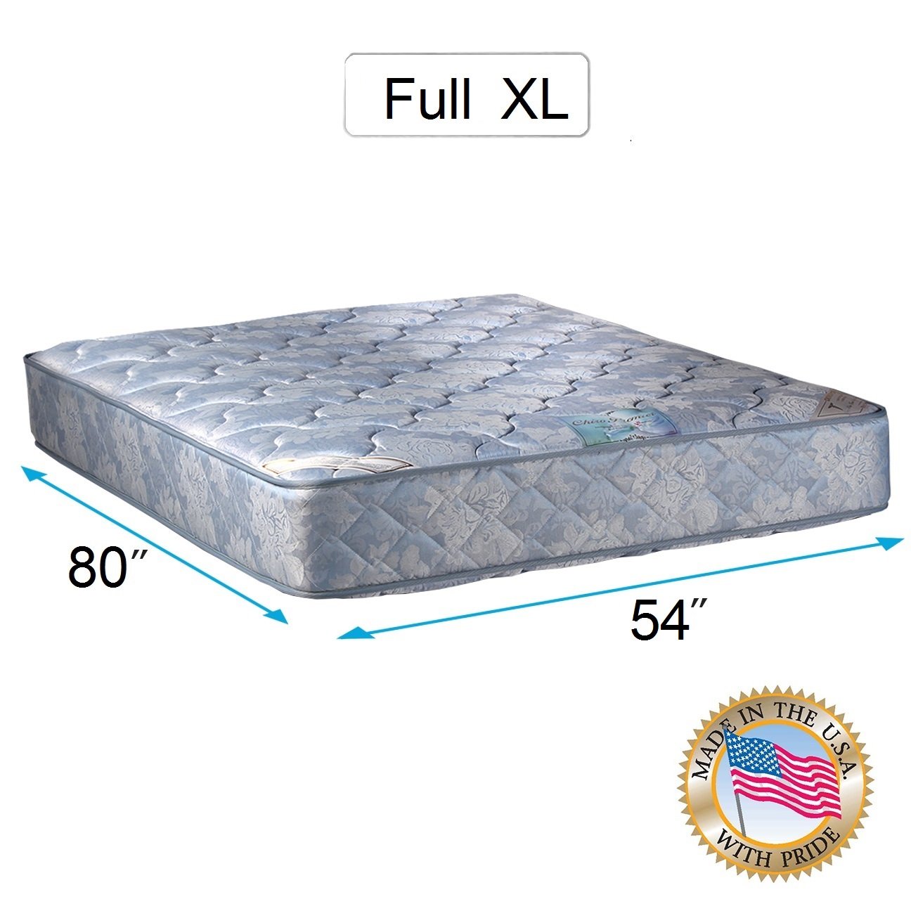 Dream Solutions USA Chiro Premier Double-Sided Orthopedic (Blue Color) Full XL Mattress Only with Mattress Cover Protector Included - Fully Assembled, Innerspring coils, Long Lasting