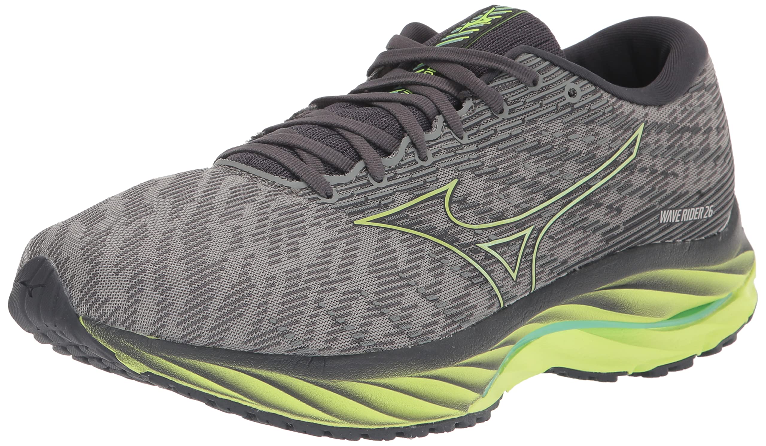 Mizuno Men's Wave Rider 26 | Neutral Running Shoe | Ultimte Grey/Neo Lime | US 10.5