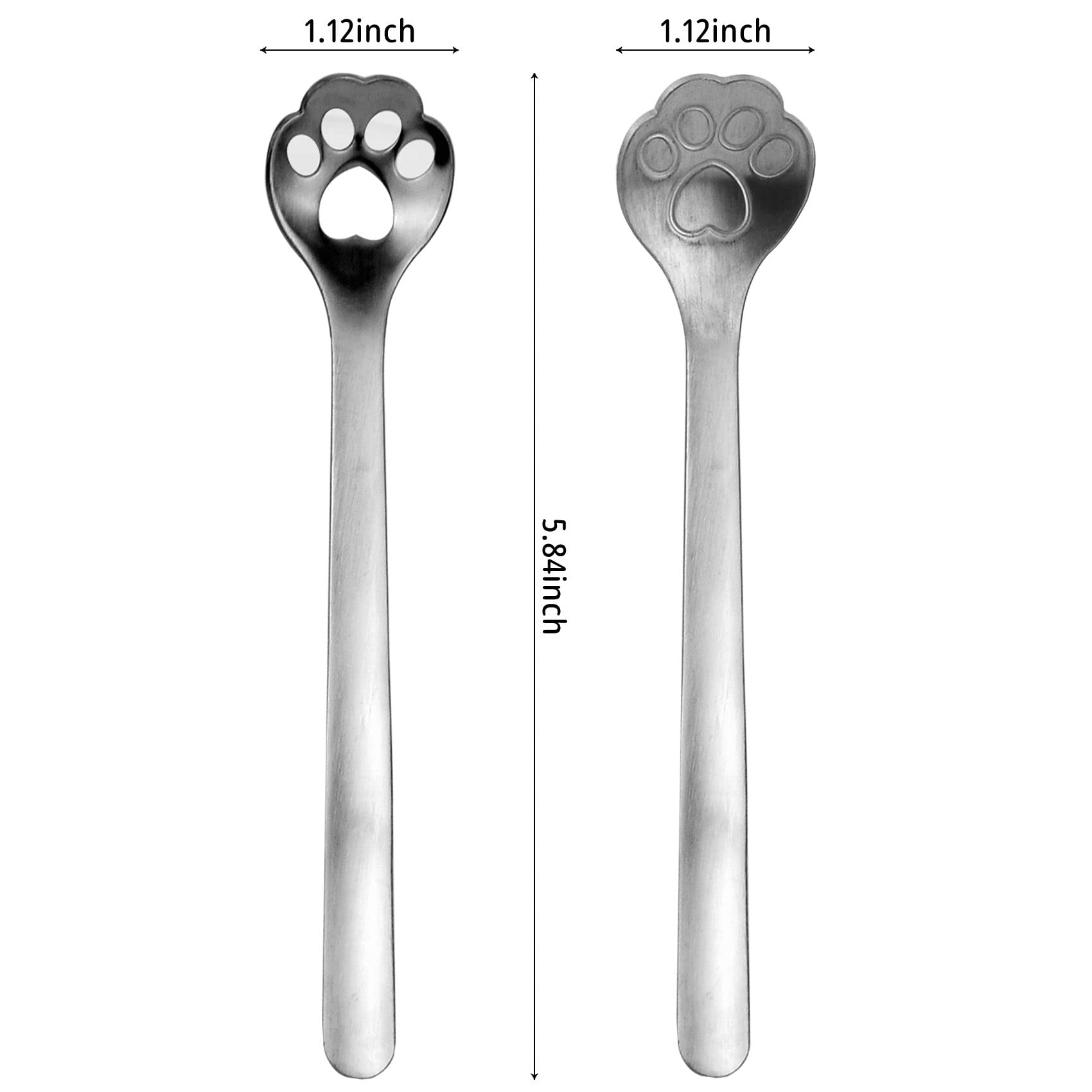 Cat Paw Spoon Stainless Steel Coffee Spoons Teaspoon Decoration Spoon Espresso Spoons Stirring Spoon for Dessert Ice-cream Cake Coffee Appetizer Set of 4