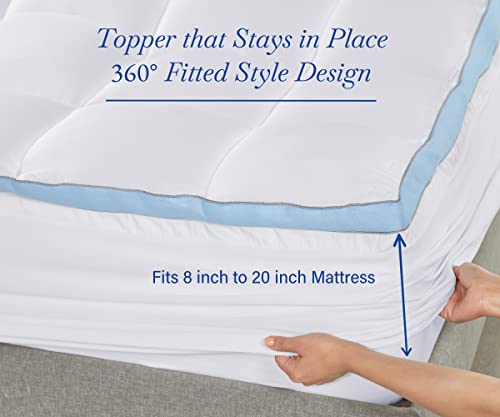 Extra Thick King Size Cooling Mattress Topper, Plush King Size Pillow top Mattress Topper for Bed, Very Thick Mattress Pad Cover