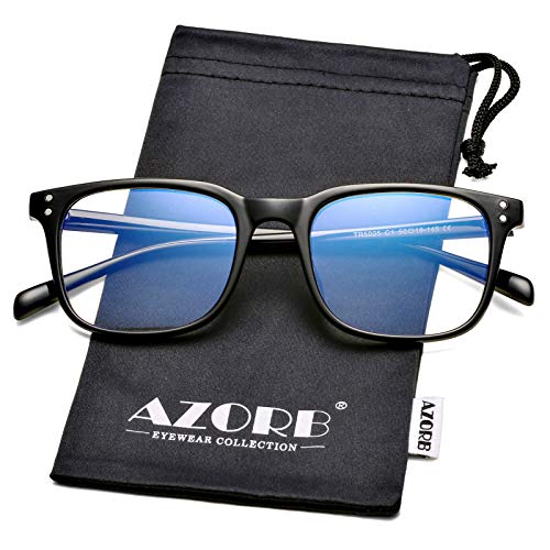 AZorb Blue Light Blocking Glasses Clear Lens Square Frame Anti Blue Ray Computer Game Glasses (Black)