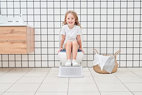 UNCLE WU (2 Pack) Kids Step Stool - Toddler Step Up Stool for Kitchen - Bathroom Safety Bottom as Toilet Stool - Slip-Resistant Surface1 Step Stool for Kids/Adult (Pink White)