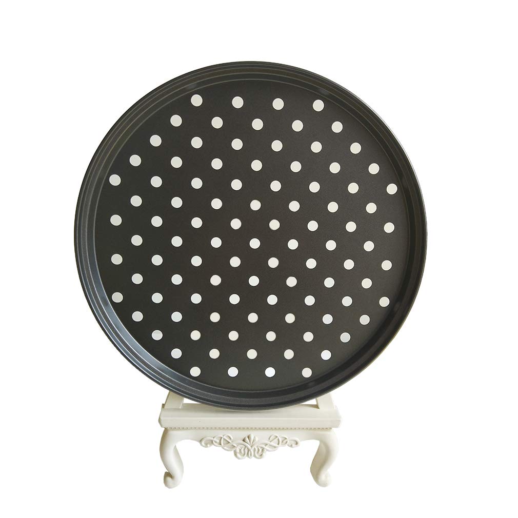 CRYDAY Non stick round pizza pan with holes for oven best perforated carbon steel pizza tray (10 inch)