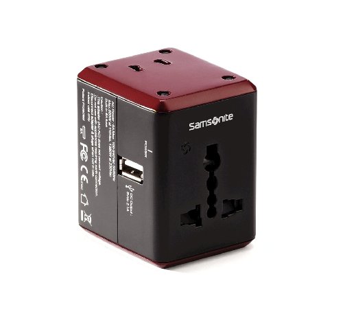 Samsonite Worldwide Power Adapter, Black/Red, One Size