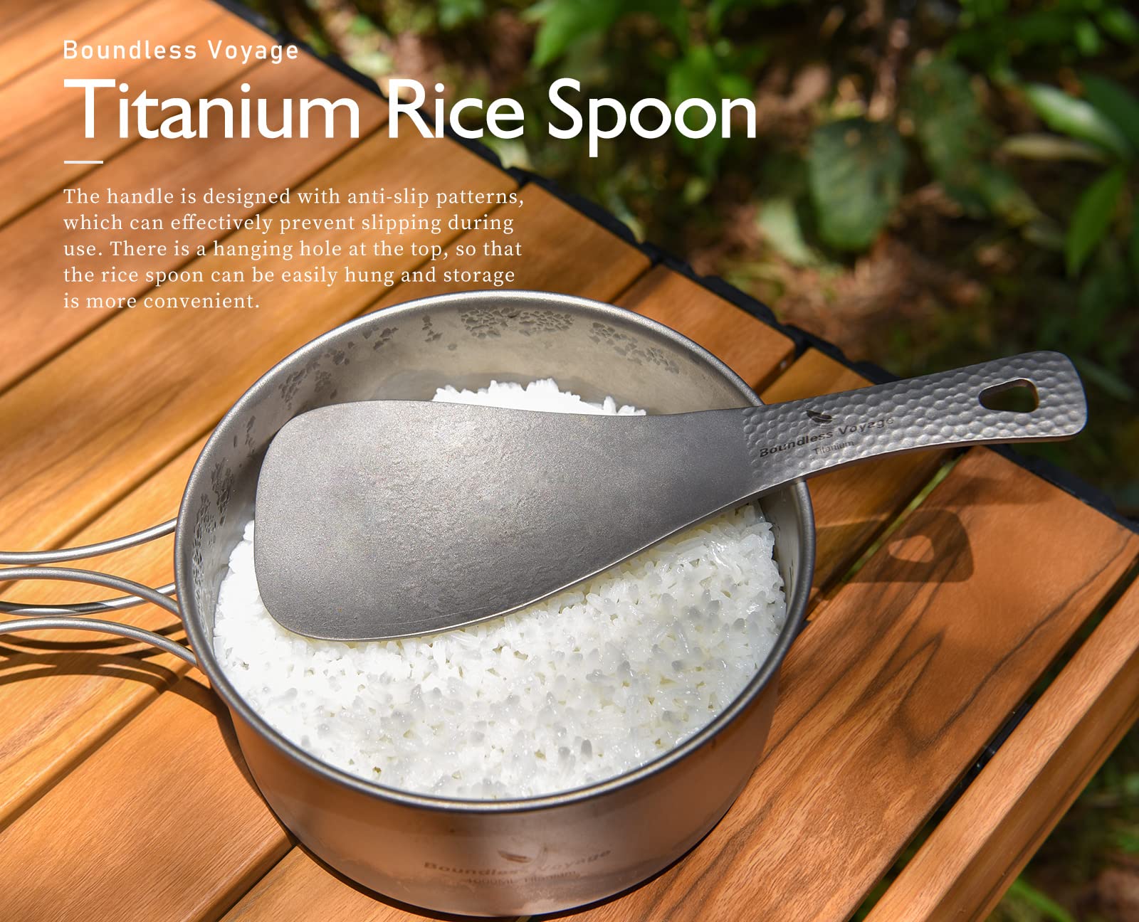 Boundless Voyage Titanium Rice Spoon Short Handle Spoon Cooking Shovel Outdoor Camping Household Rice Shovel Scoop Rice Spoon Thickened Ti1079T