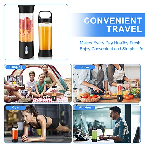 Personal Size Portable Blender - 17Oz USB Rechargeable Blender with 6 Blades | Portable Cup Lid For Outdoors Sports Travel Blender | BPA-Free Plastic Blender Cup For Shakes and Smoothies, Fresh Juice