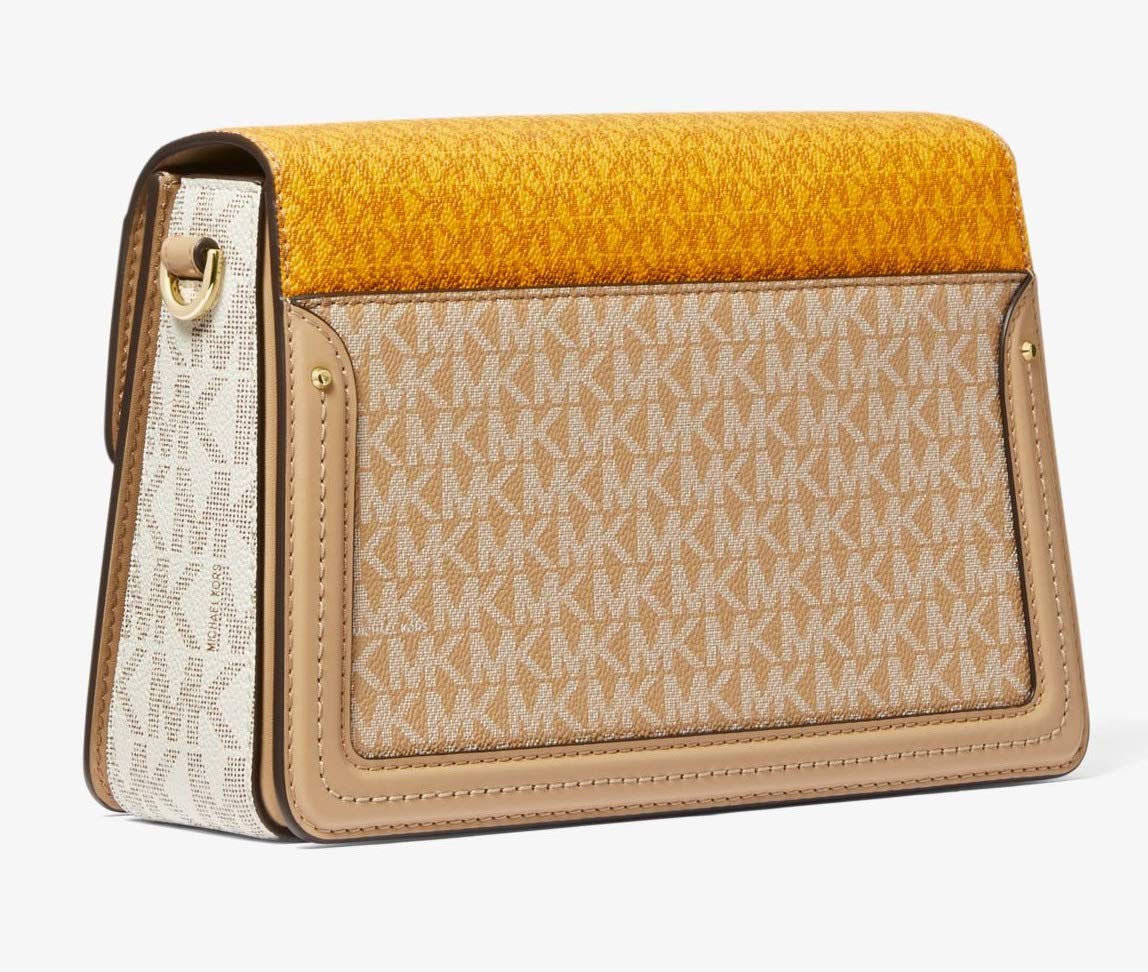 Michael Michael Kors Michael Kors Women s Jessie Medium Two Tone Logo Shoulder Bag in Sunshine Multi, Style 30S0SI6L2V.