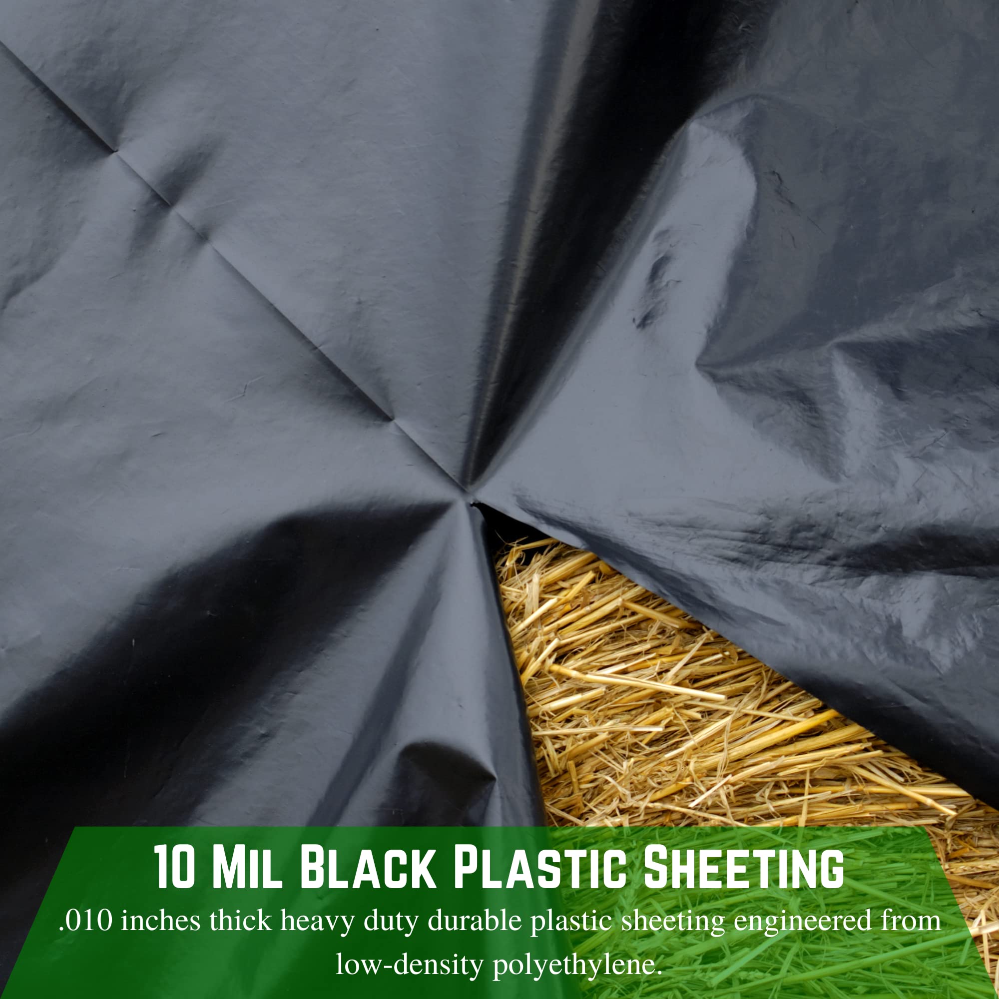 Farm Plastic Supply - Black Plastic Sheeting - 10 mil - (5' x 100') - Black Plastic Tarp, Polyethylene Vapor Barrier Plastic Sheeting, Black Painters Tarp, Roll of Heavy Duty Plastic