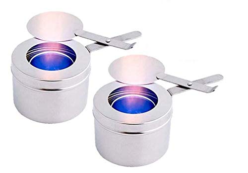 CHEFQ Stainless Steel Chafing Wick Fuel Holders with Safety Cover - Chafer Canned Heat Fuel Box Perfect for Buffets, Barbecue and Catering Events (Silver-2Pack)