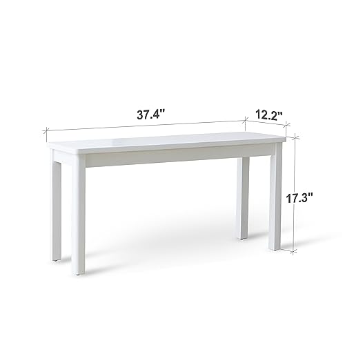 Livinia 4 Piece Cabin Wooden Dining Room Table Set with 2 Ladder Back Chairs and Bench (White)