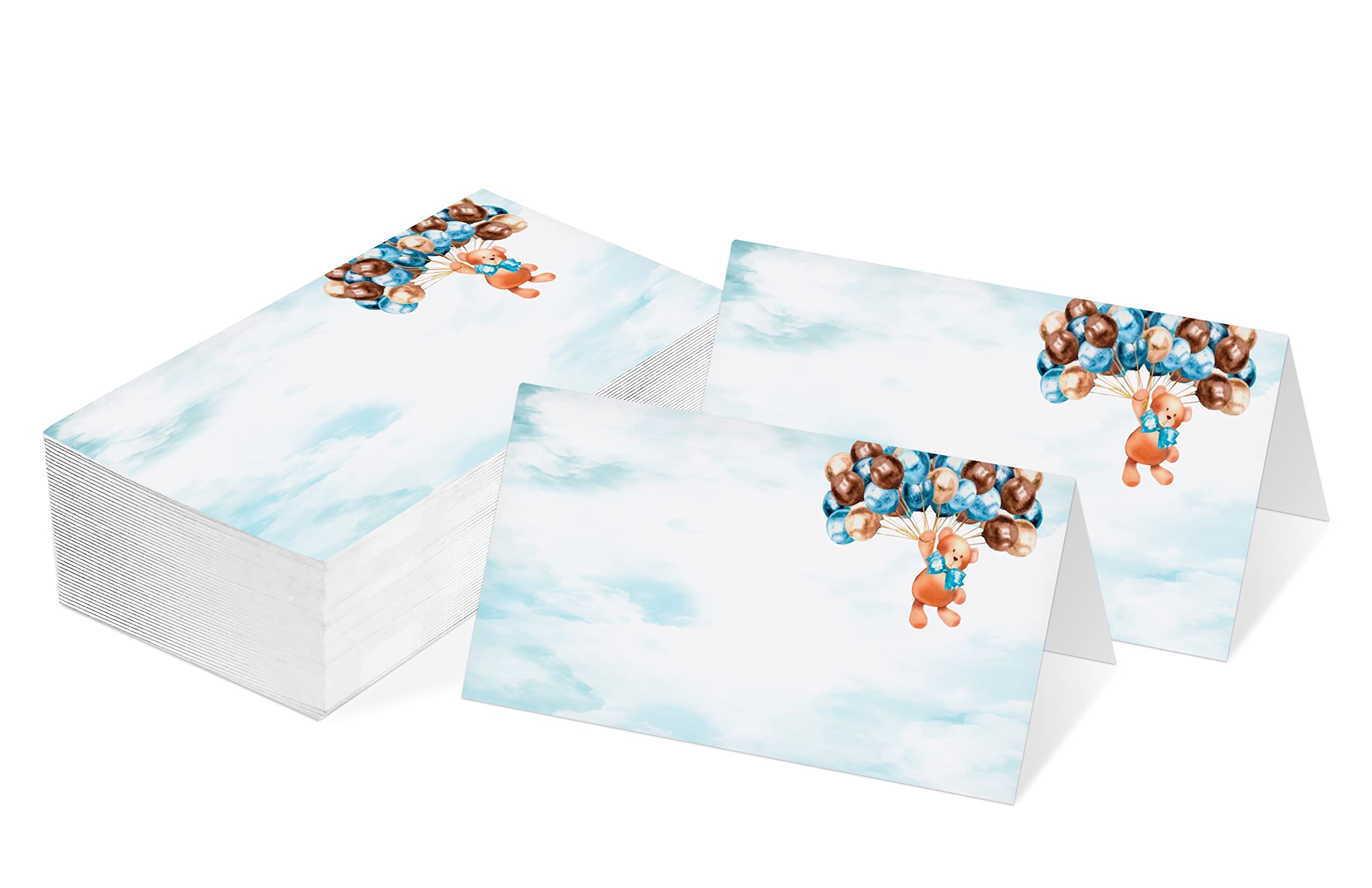Shower Bear Place Cards Tent Style Cards – 25 Cards per Pack Shower Bear Party Supplies Decorations (TAIKA-009)