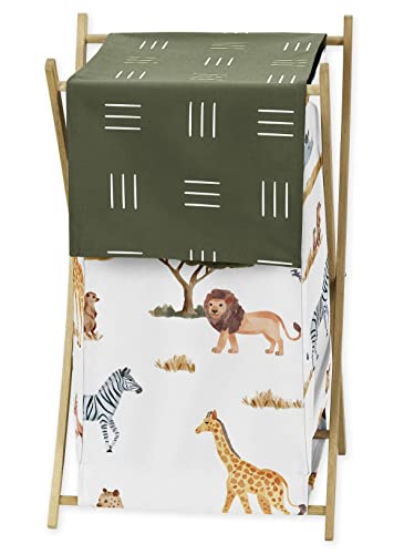 Sweet Jojo Designs Jungle Animals Baby Kid Clothes Laundry Hamper Dark Hunter Green Yellow Grey Rust Orange Black White Wildlife Safari Animal Gray Elephant Giraffe Lion Monkey Leopard Cheetah Zebra