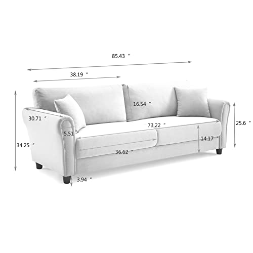 Melpomene 85'' Sofa w/Flared Arm, Couch for Living Room Linen Minimalism/Mid-Century/Contemporary Style (Beige)