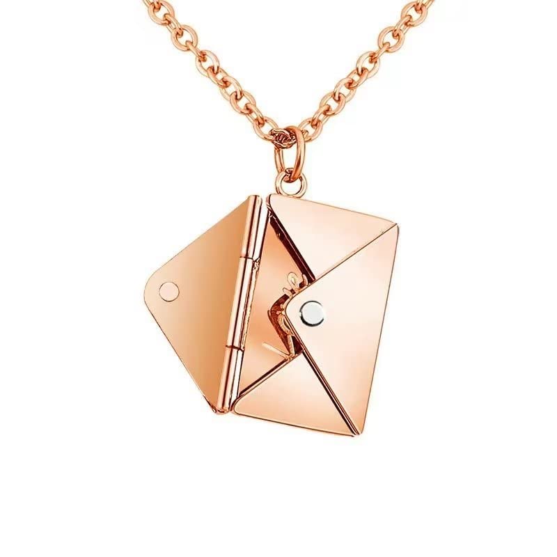 Azusa Sun Envelope Necklace for Couples Personalized Envelope Locket Necklace for Women Love you Pendant Memorial Necklace Motherâs Day Valentine's Day Anniversary Birthday Gift - Rose Gold